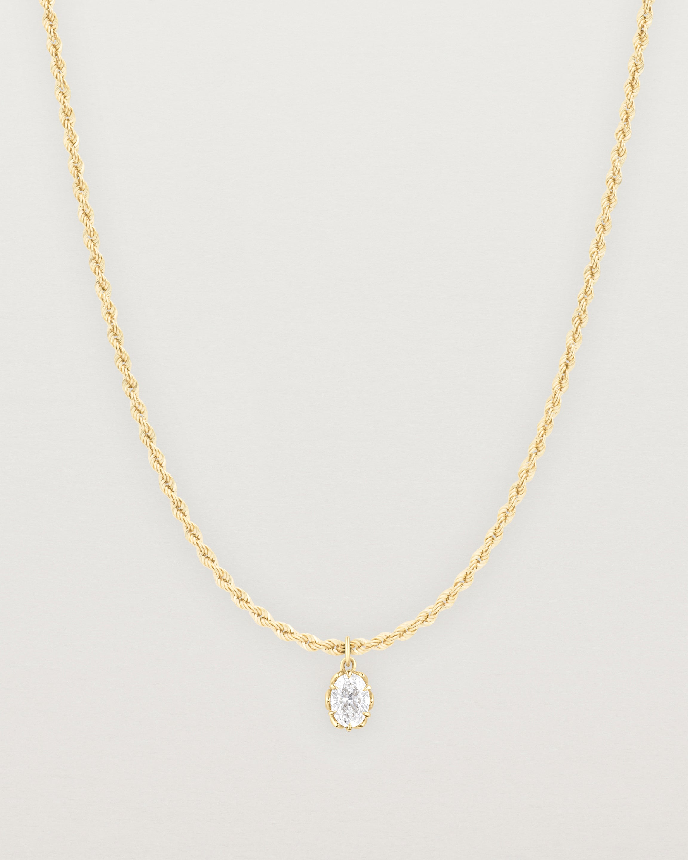 Queenie Charm Necklace | Oval Laboratory Grown Diamond | Yellow Gold ...