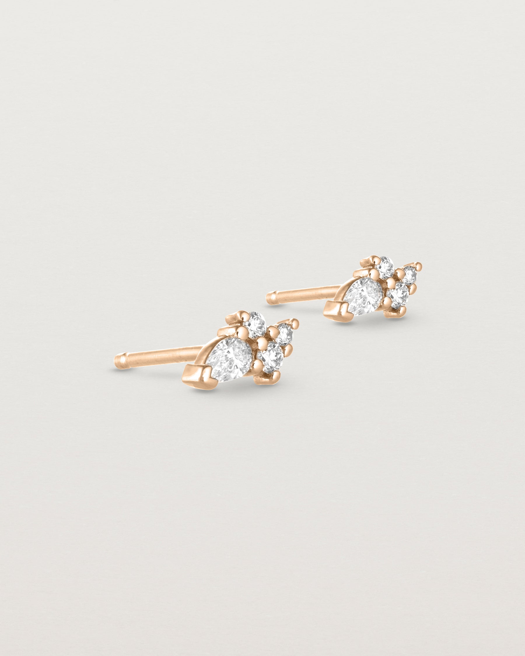 Pear Cluster Studs | Diamonds | Rose Gold | Natalie Marie Jewellery