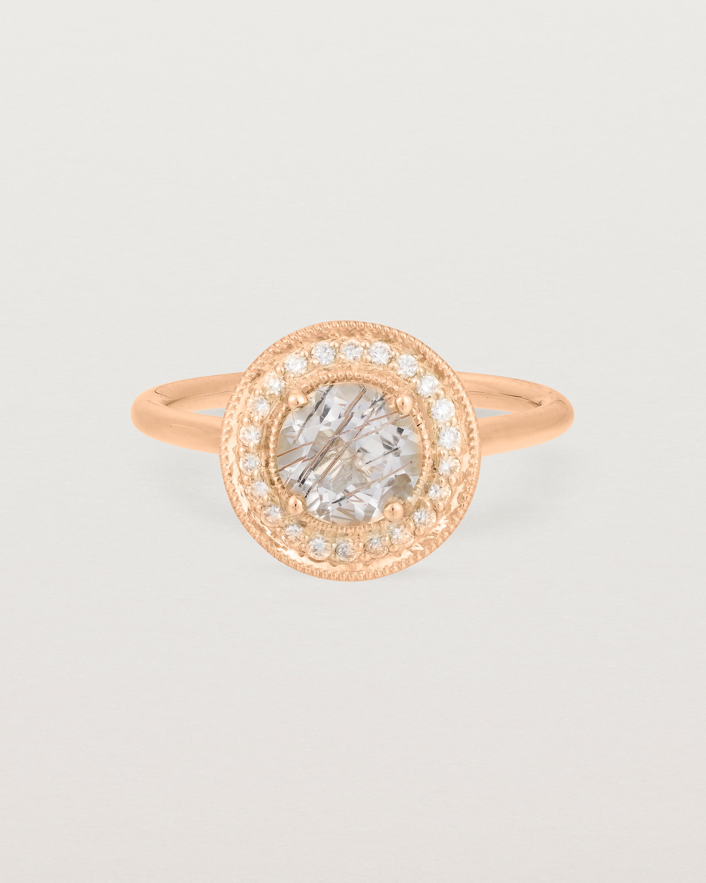 Imogen Halo Ring | Rutilated Quartz & Diamonds | Rose Gold | Natalie ...